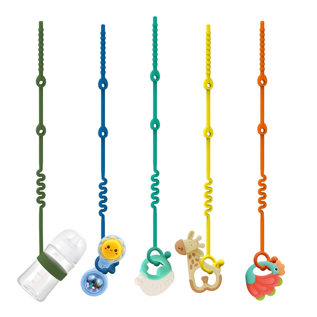 5PCS Toy Straps for Baby, Silicone Setpacifier Clip,Applies to Car Seat ...