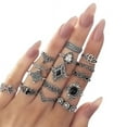 15PCS/set Rings for Women Bohemian Retro Crystal Flower Leaves Hollow ...