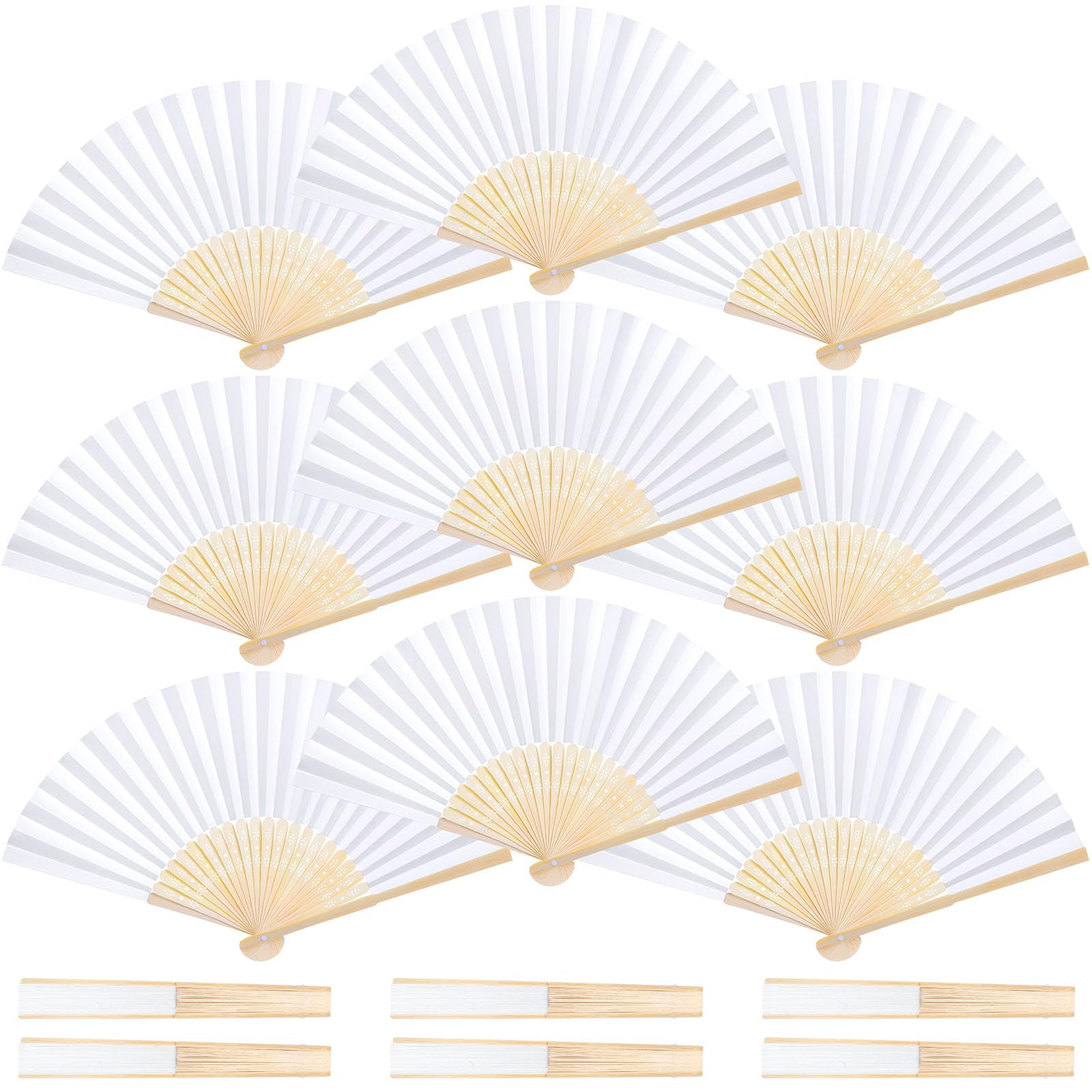 15PCS white paper folding fans, 8.3 inch handheld fans for wedding ...