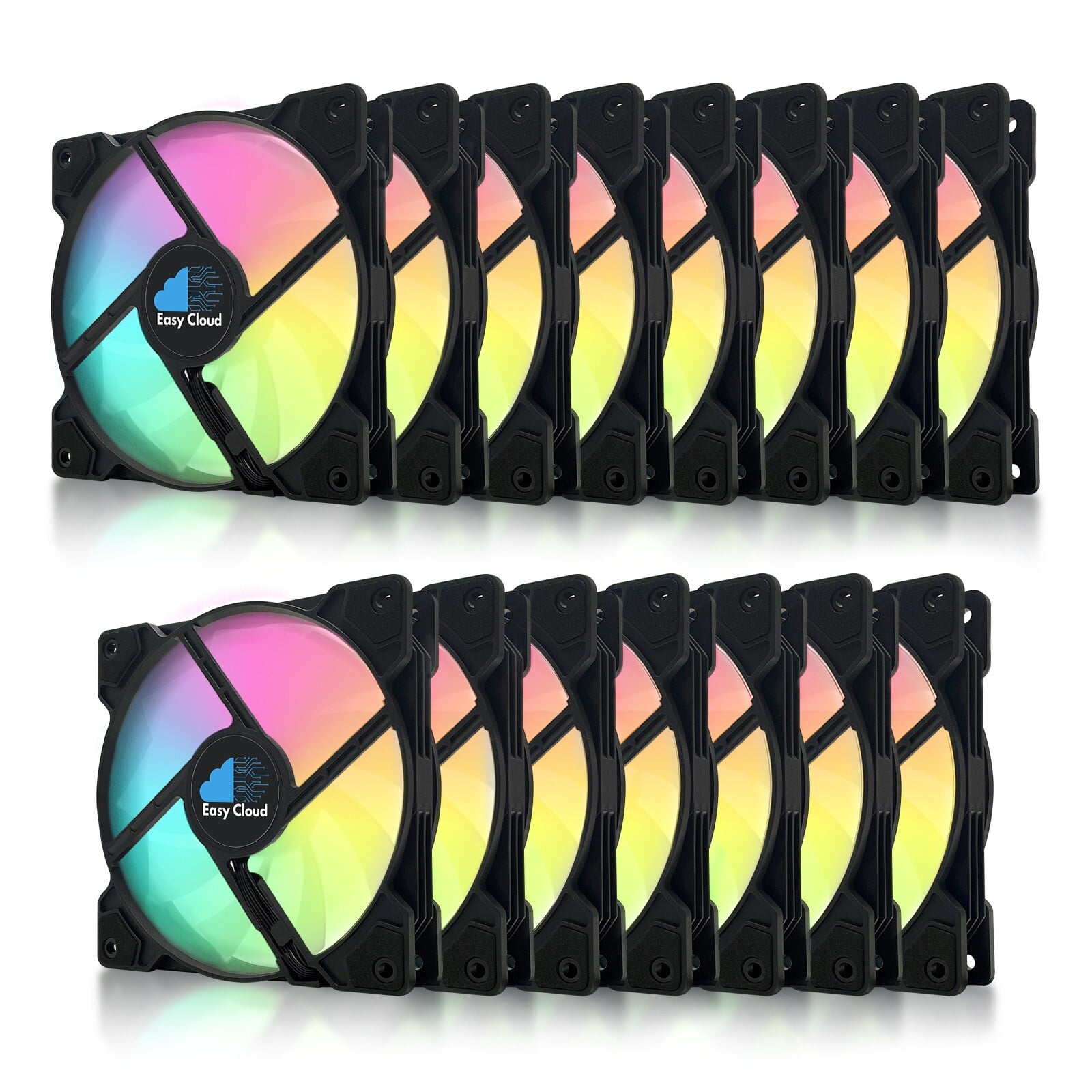 15Pack 4PIN 120mm ARGB Fans Up to 1600 RPM Computer Case Color PWM ...