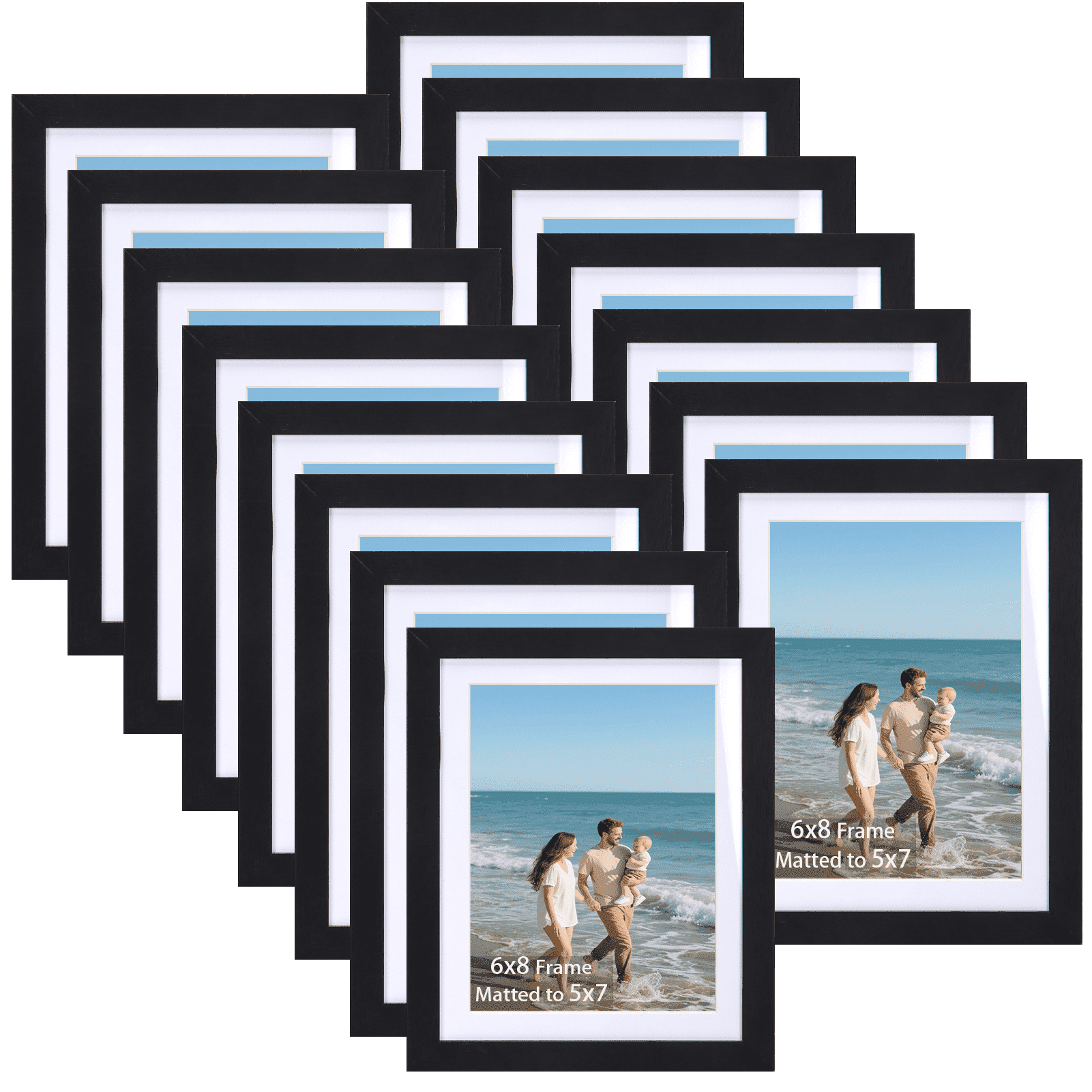 15Pack 5x7 Picture Frames, Display 5 by 7 Photos with Mat or 6x8 Photos ...