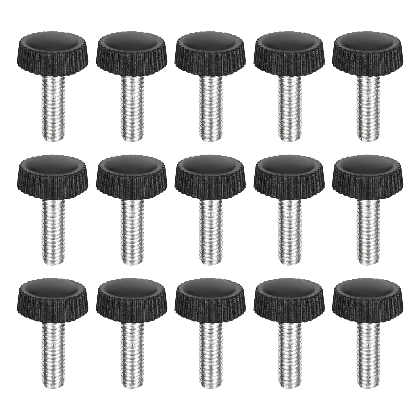15Pack M5x16mm Threaded Knurled Thumb Screws, Zinc Plated Carbon Steel Clamping Knobs Grip ...