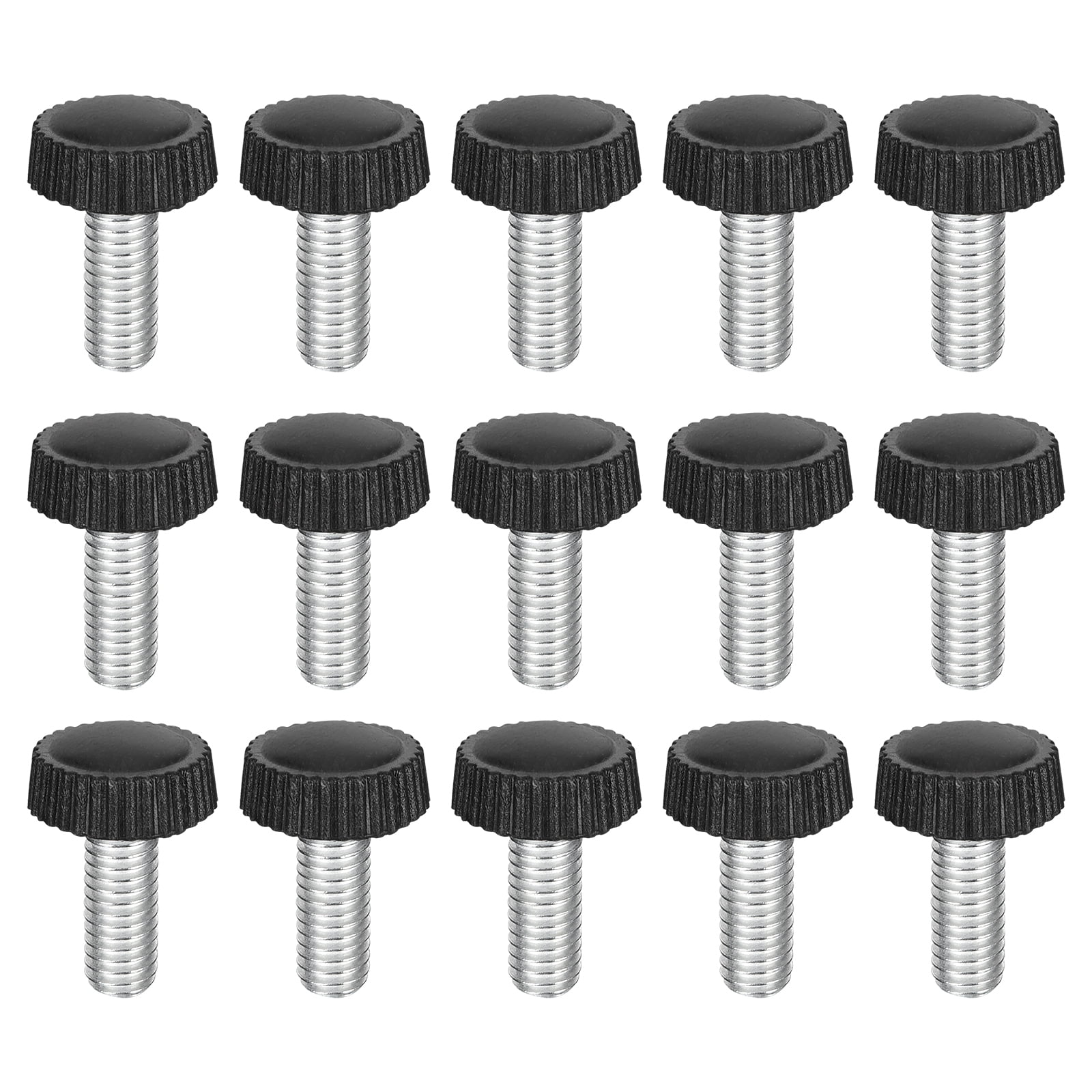15Pack M6x16mm Threaded Knurled Thumb Screws, Zinc Plated Carbon Steel Clamping Knobs Grip ...