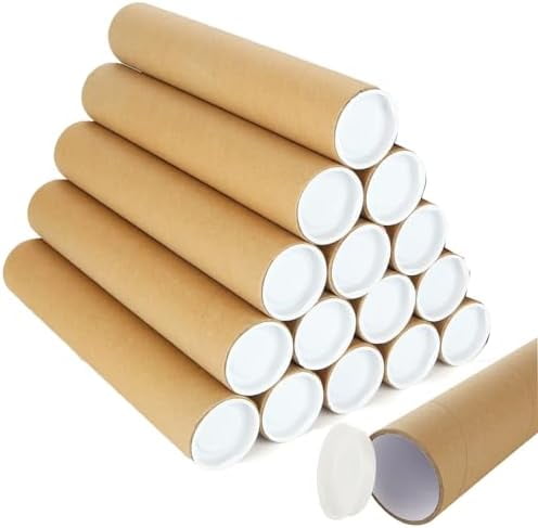 15Pack Mailing Tubes, 2 x 15 Inch Cardboard Mailing Tube with Caps ...