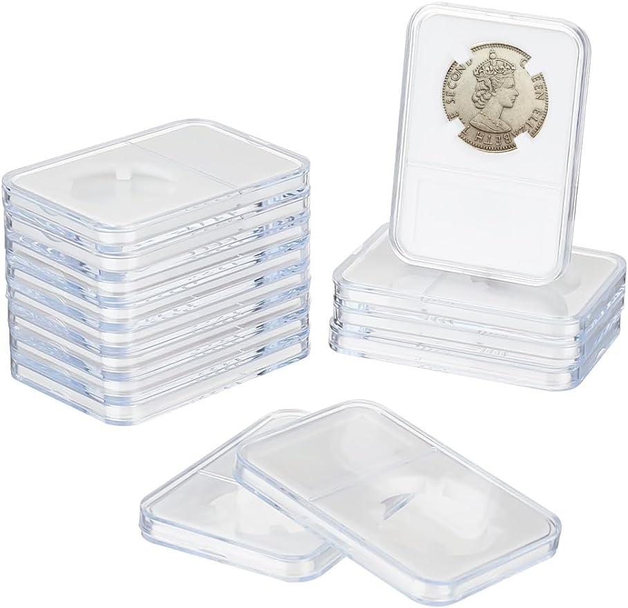 15Pack Plastic Coin Holders White Coin Slab Snap Display Holder Storage ...