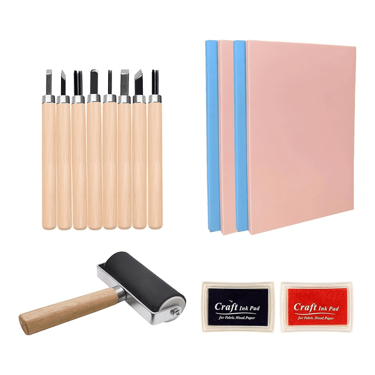 15Pack Rubber Block Stamp Carving Blocks Soft with Cutter Tools and ...