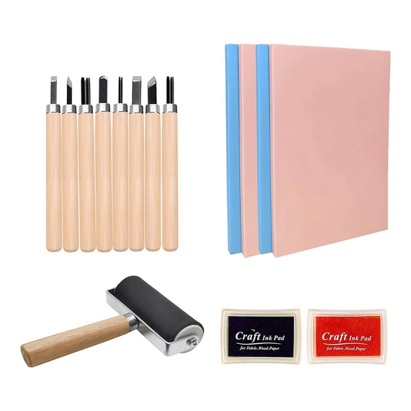 15Pack Rubber Block Stamp Carving Blocks Soft with Cutter Tools and ...