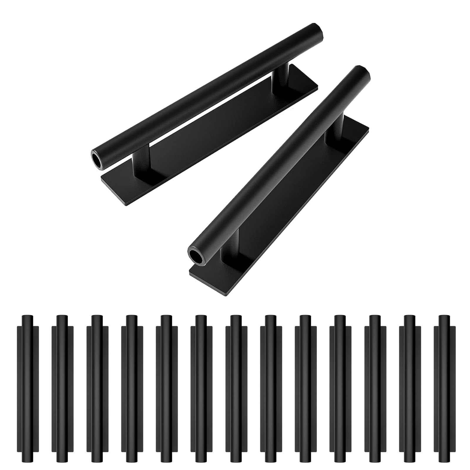 15Pack Self-Stick Push Pull Helper Black Hidden Cabinet Handles ABS ...