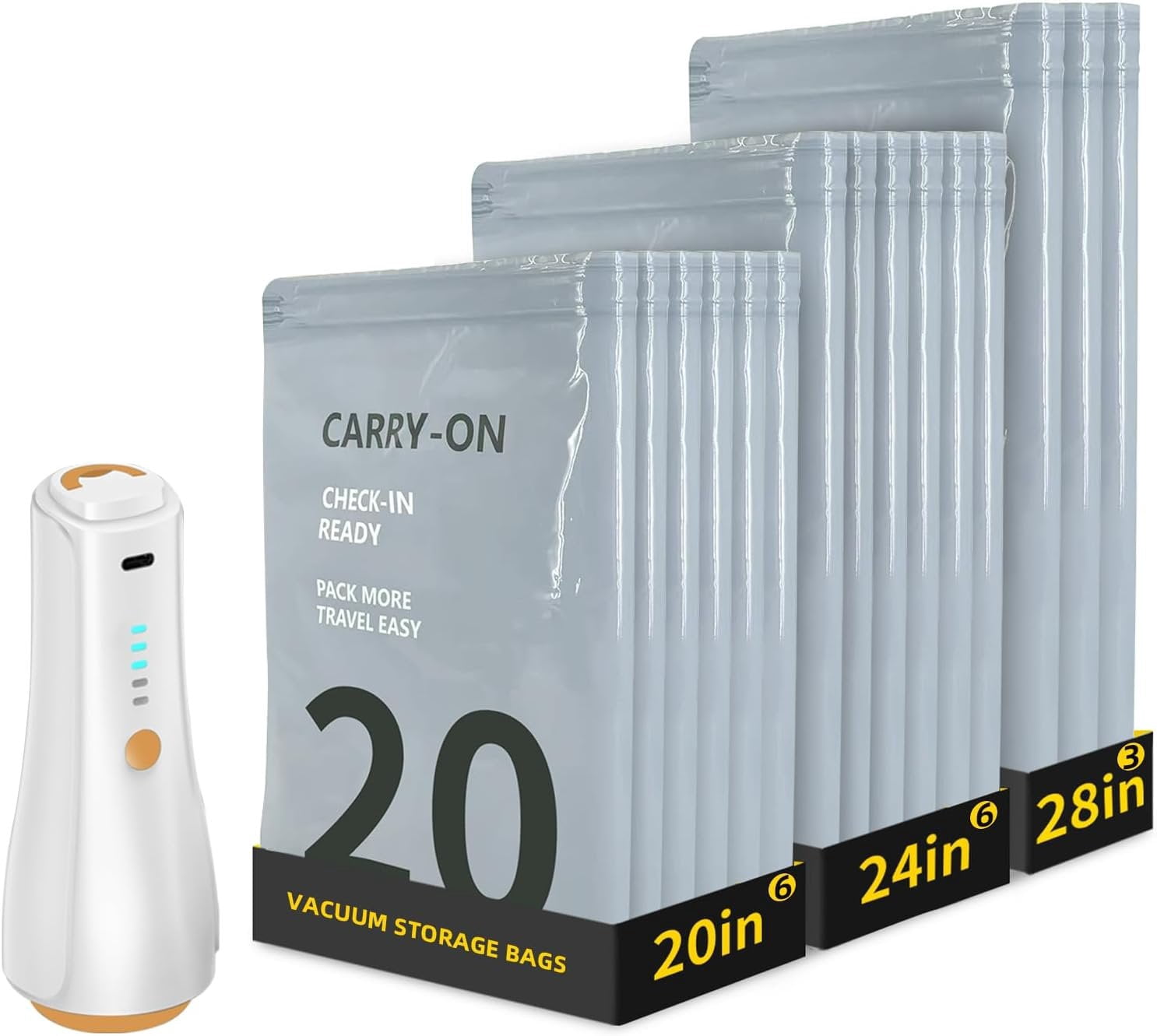 15Pack Travel Vacuum Storage Bags with Rechargeable Electric Pump ...