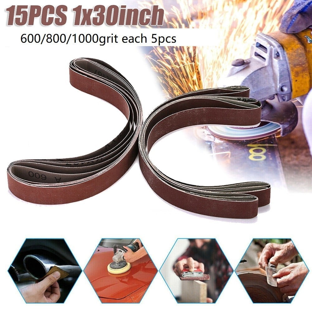 15Pc 1x30" Sanding Sander Belts 600 800 1000 High Grit Polishing ...