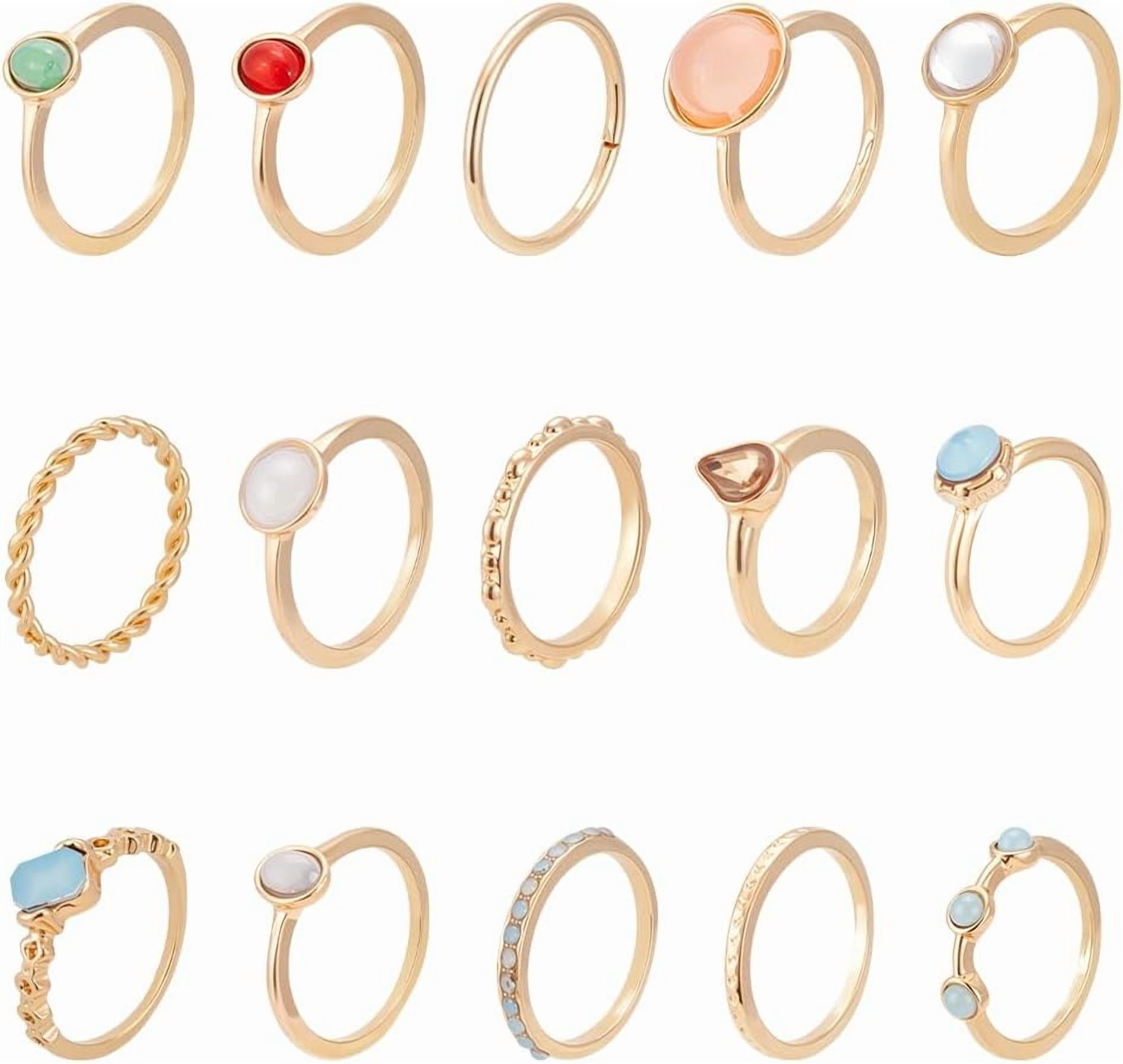 15Pcs 15 Styles Finger Rings Sets Star Moon Knuckle Ring Set Vintage ...