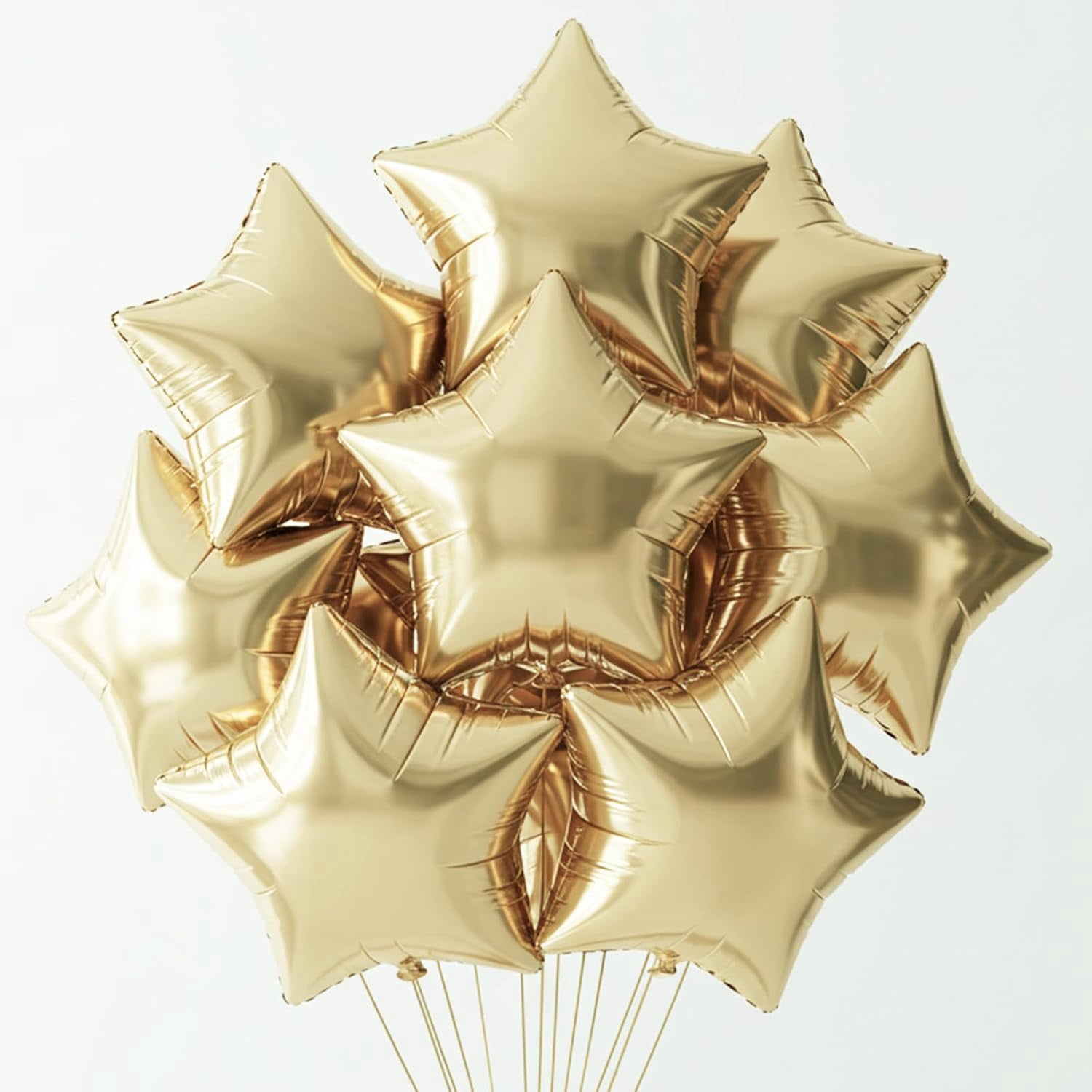 15Pcs 18 Inch Large Champagne Gold Star Shape Foil Balloons Big Light ...