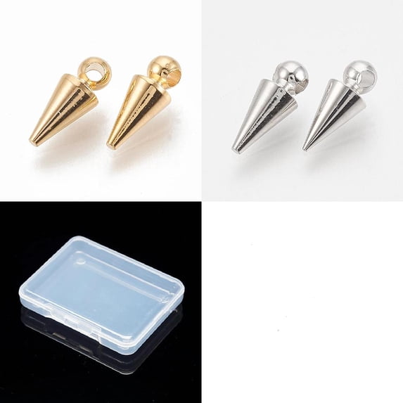 15Pcs 2 Colors Brass Charms Cone Mixed Color 10x4mm Hole: 1mm - Walmart.com