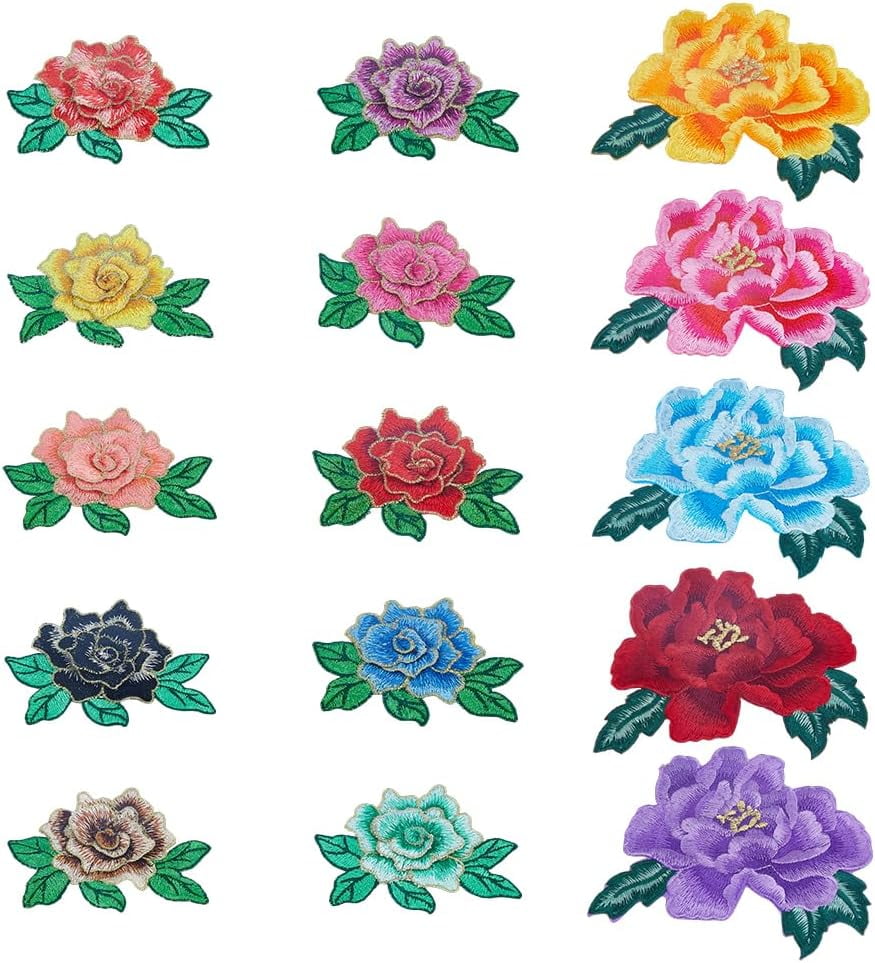 15Pcs 2 Styles 3D Rose Embroidered Patch Flower Iron on Patches 15 ...