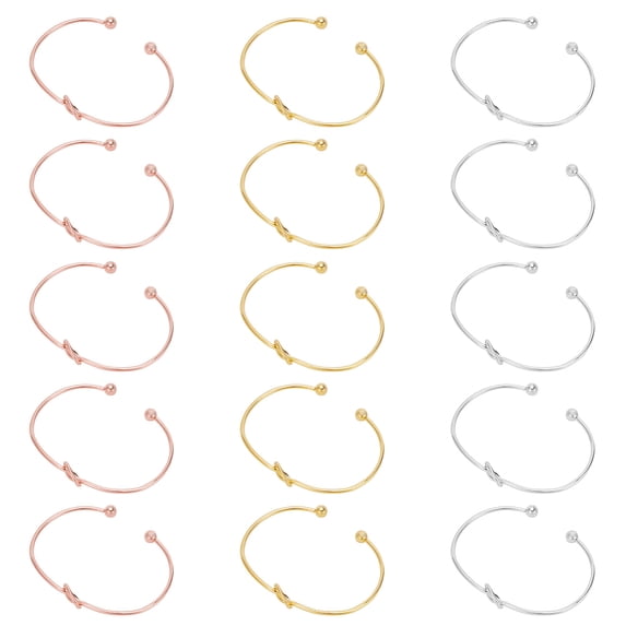 15Pcs 3 Colors Alloy Hollow Heart Open Cuff Bangles Set for Women Mixed ...