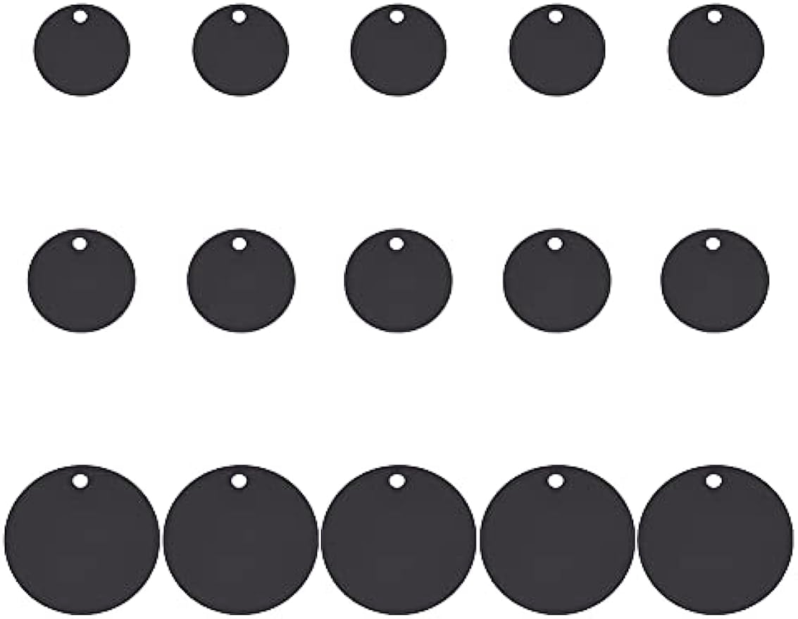 15Pcs 3 Sizes Aluminum Stamping Blanks Tags Black Flat Round Tags ...
