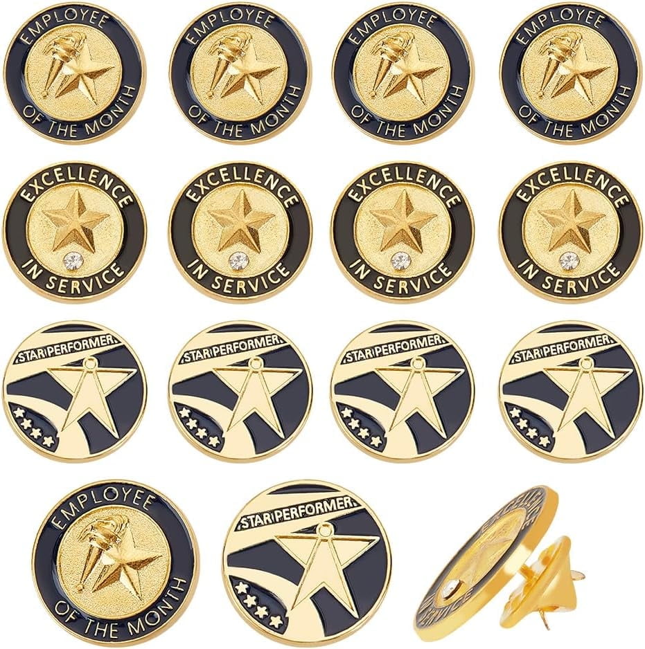 15Pcs 3 Style Employee of The Month Lapel Pin 20.5mm Encouraging Word ...