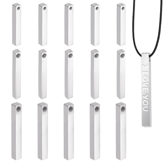 15Pcs 3 Styles 304 Stainless Steel Polished Pendant Bar Stainless Steel ...