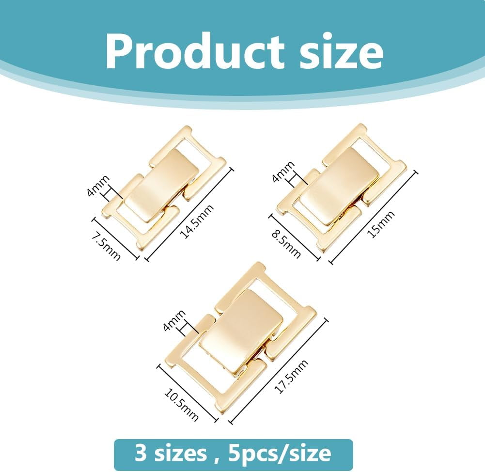15Pcs 3 Styles Fold Over Jewelry Clasp Brass Bracelet Extenders Real ...