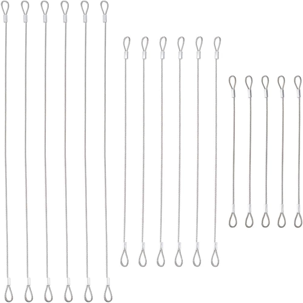 15Pcs 3 Styles Safety Cable Lock Hook Silver Metal Steel Eyelets Loops ...