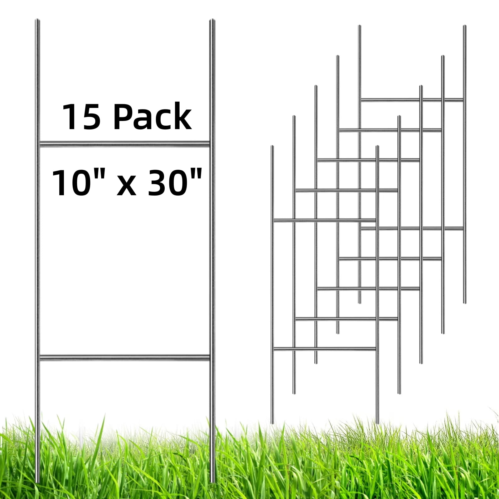 15Pcs 30"x10" Heavy Duty Metal H-Stakes Frame Wire Yard Sign Stake ...