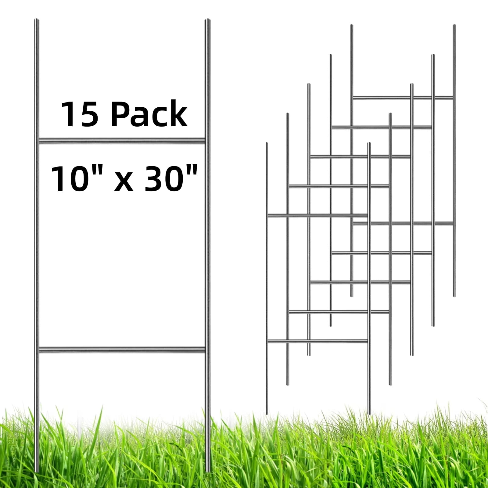 15Pcs 30"x10" Heavy Duty Metal H-Stakes Frame Wire Yard Sign Stake ...