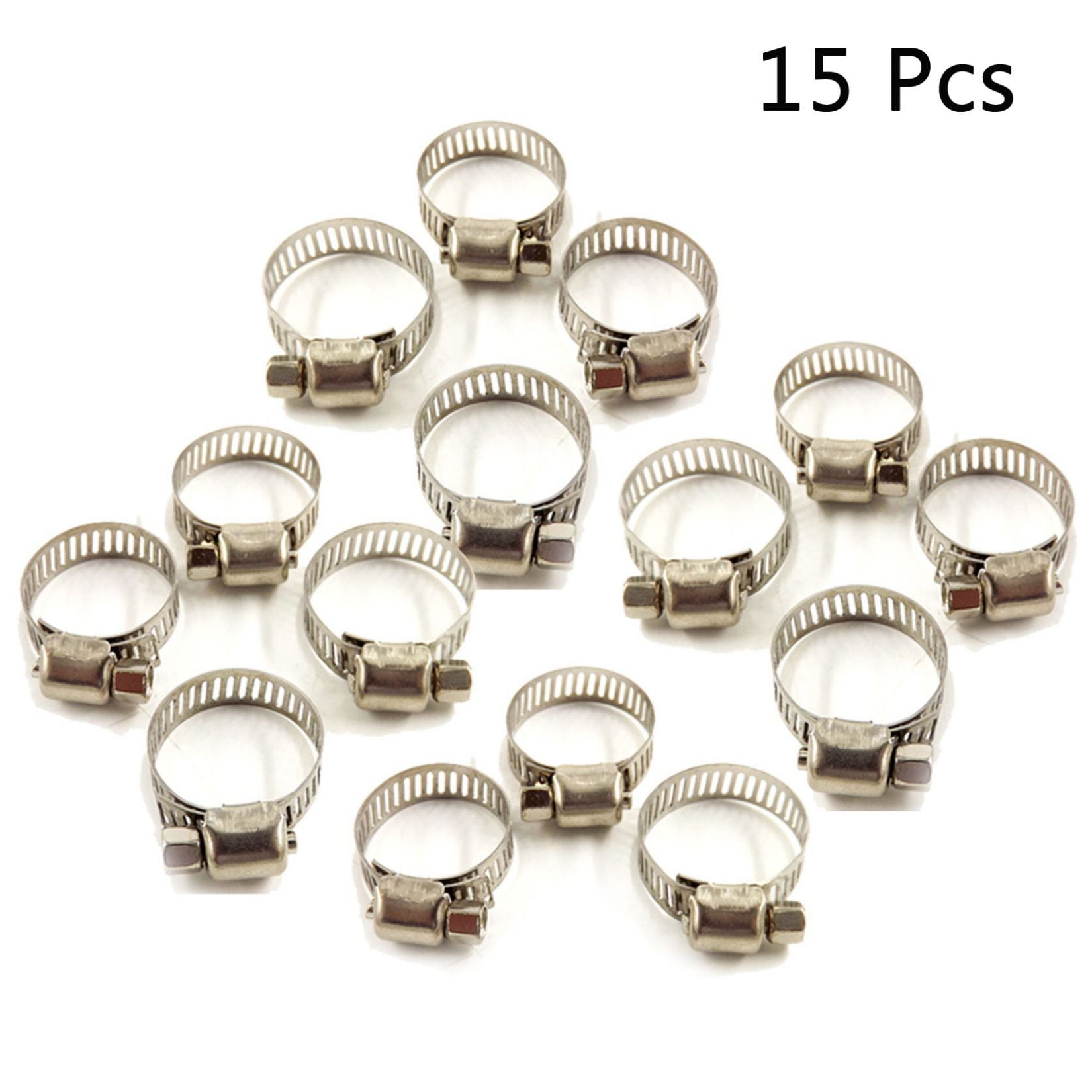 15Pcs 304 Stainless Steel Worm Drive Hose Clamps 5/16"-15/32"Fuel Line ...