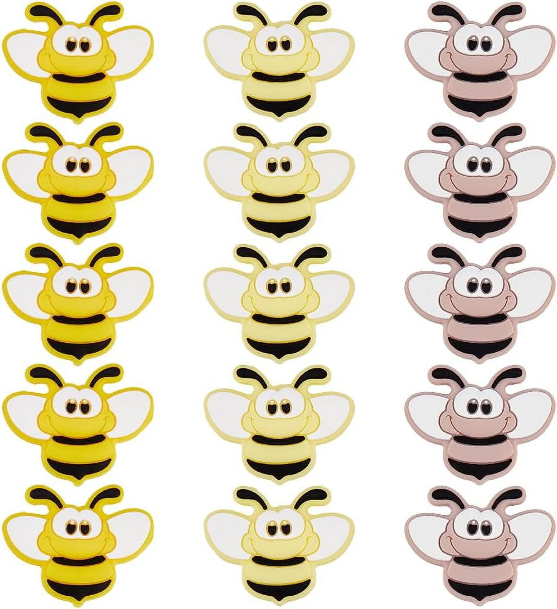 15Pcs 3D Bee Silicone Beads 3 Colors Honeybee Focal Beads Cartoon ...