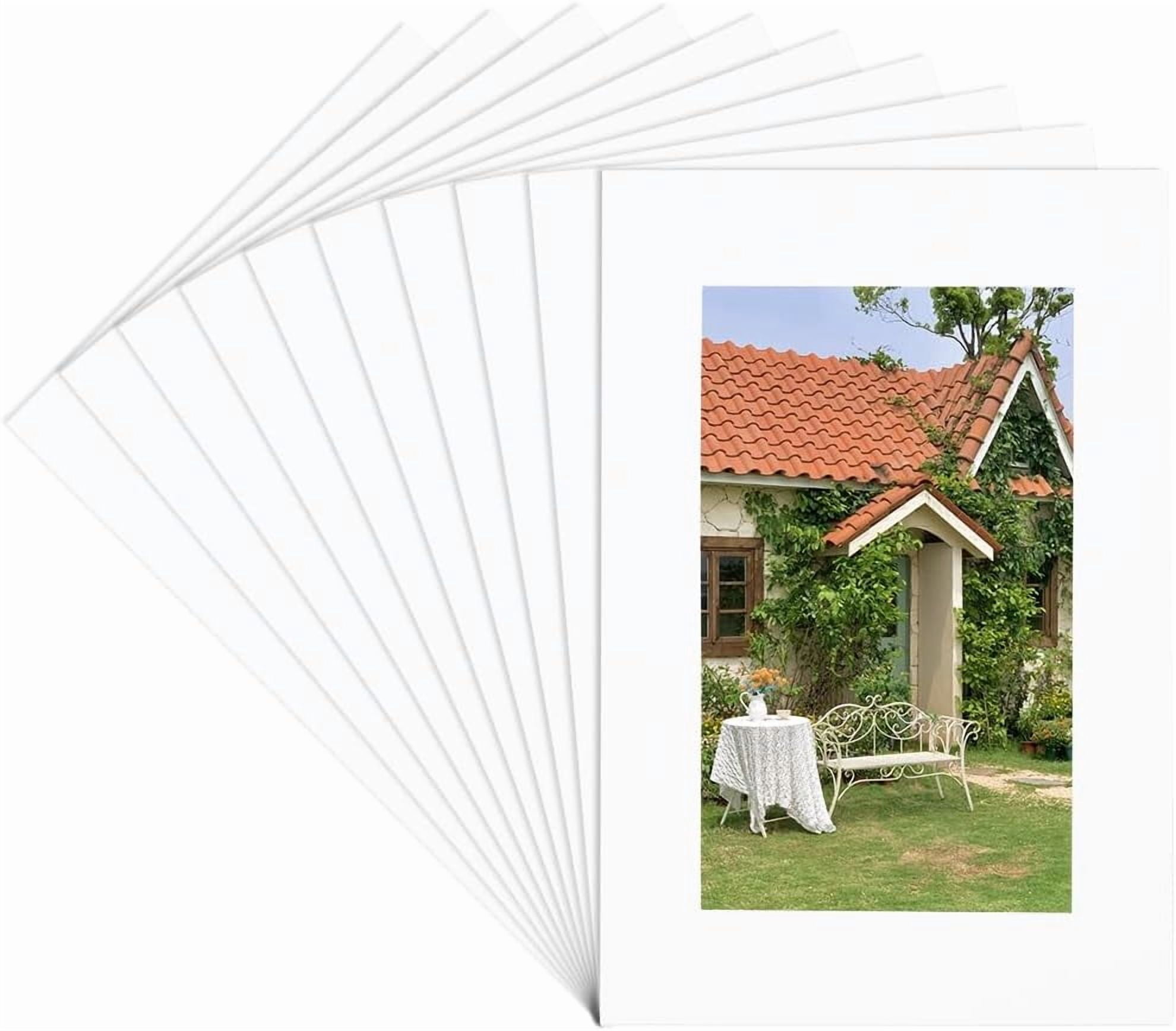 15Pcs 4x6 Photo Matting White Photo Mat Paper Hollow Rectangle Pre Cut ...
