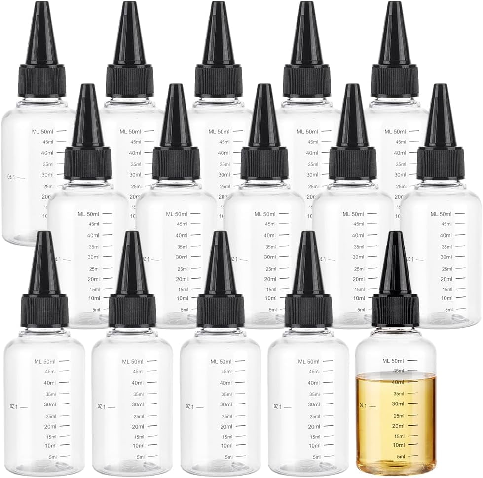 15Pcs 50ml/1.7Oz Transparent Plastic Squeeze Bottles with Graduated ...