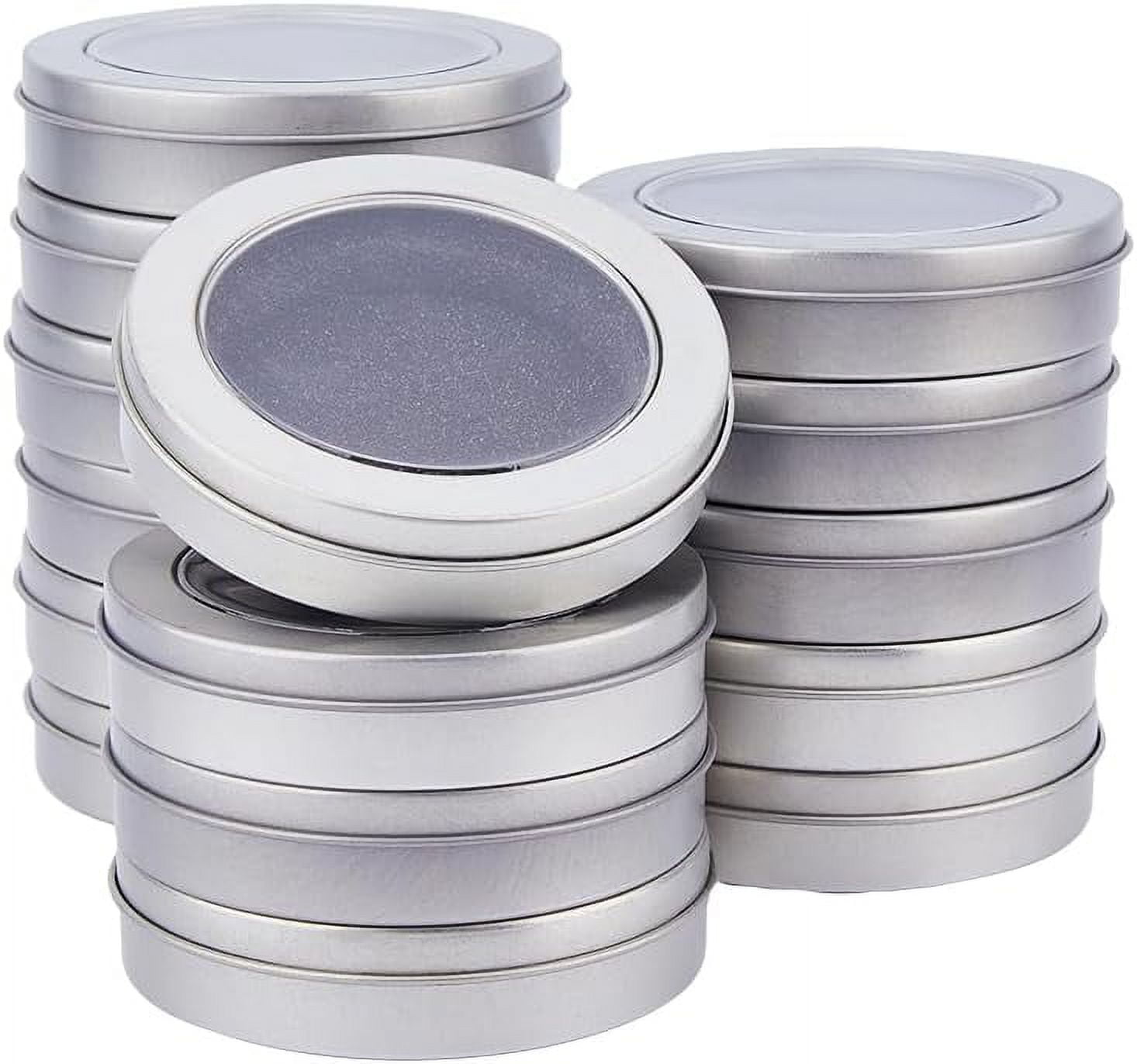 15Pcs Aluminium Tin Cans Empty Round Tins with Transparent Window Lid ...