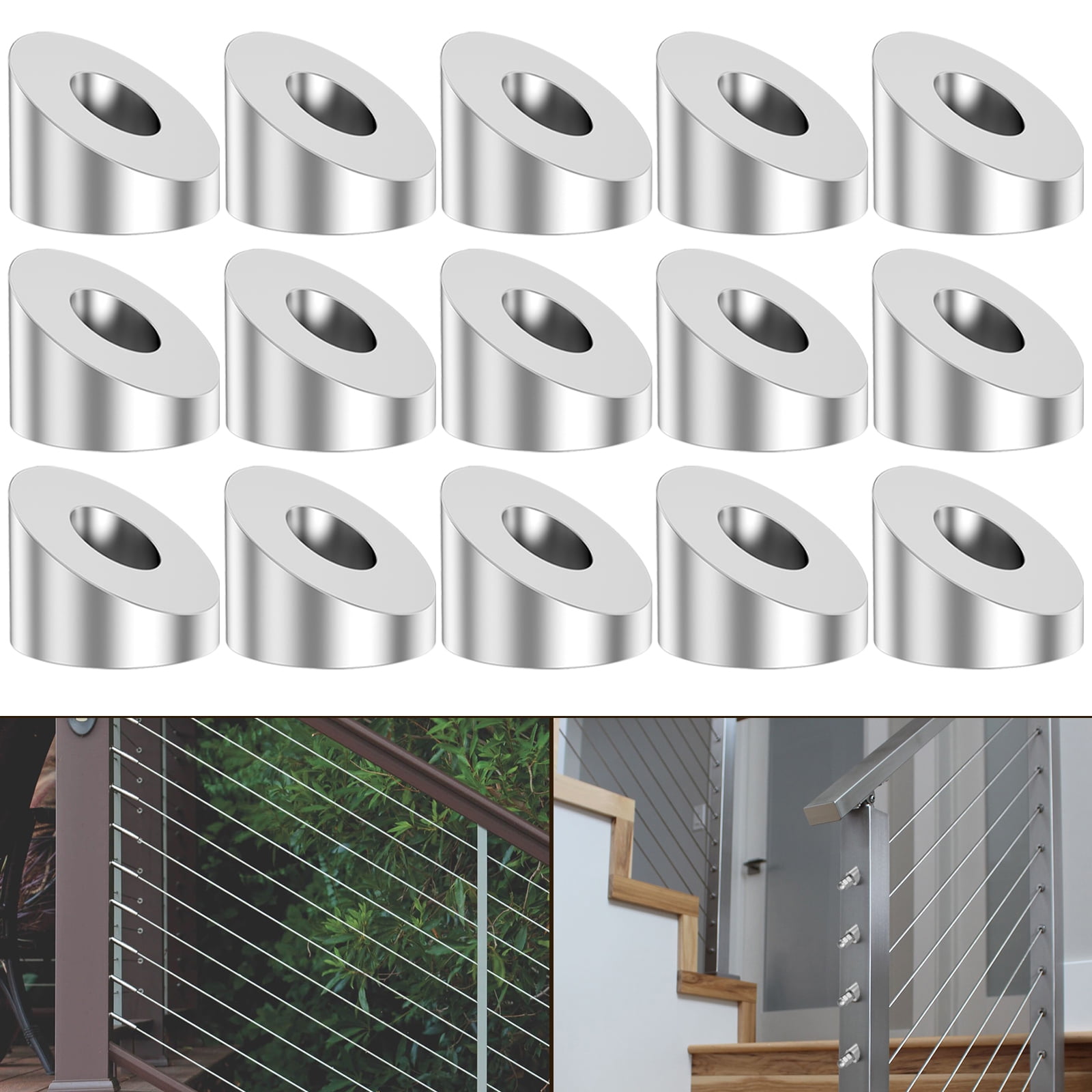 15Pcs Angle Beveled Washer 1/4inch ID Stainless Steel 30 Degree Angle ...