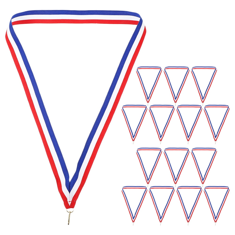 15Pcs Award Medal Ribbons with Hooks Striped Neck Lanyards Hanging ...