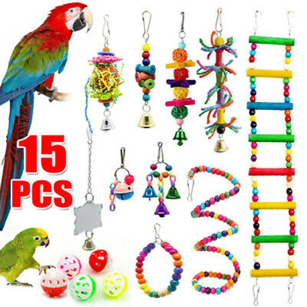 15Pcs Bird Toys Chewing Toys with Bell Ball Bird Training Toys for ...