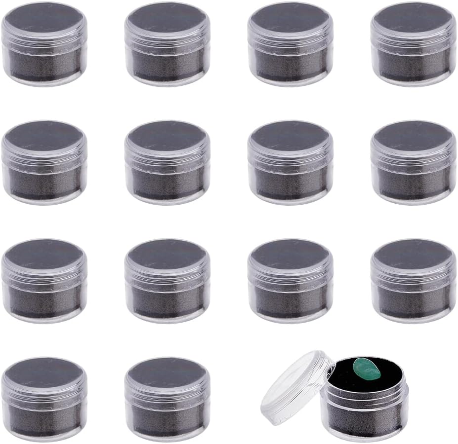 15Pcs Black Round Gemstone Display Boxes 29.5mm/1.16" Plastic Diamond ...