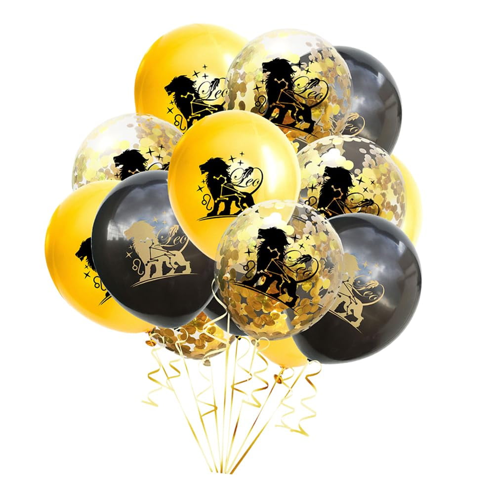 15Pcs Black and AJH3 Gold Constellation Decorative Balloons for ...