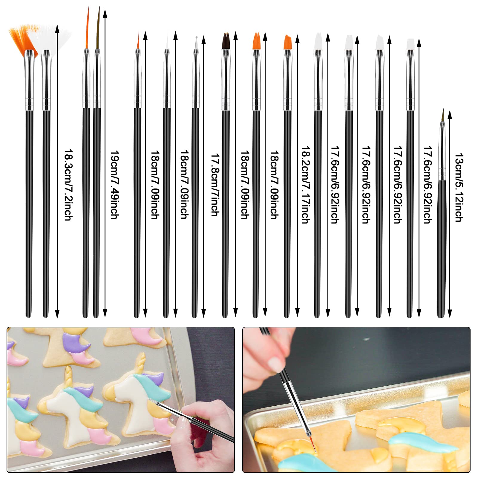 15Pcs Cake Decorating Brushes, Cake Painting Brushes Kit Food Paint ...