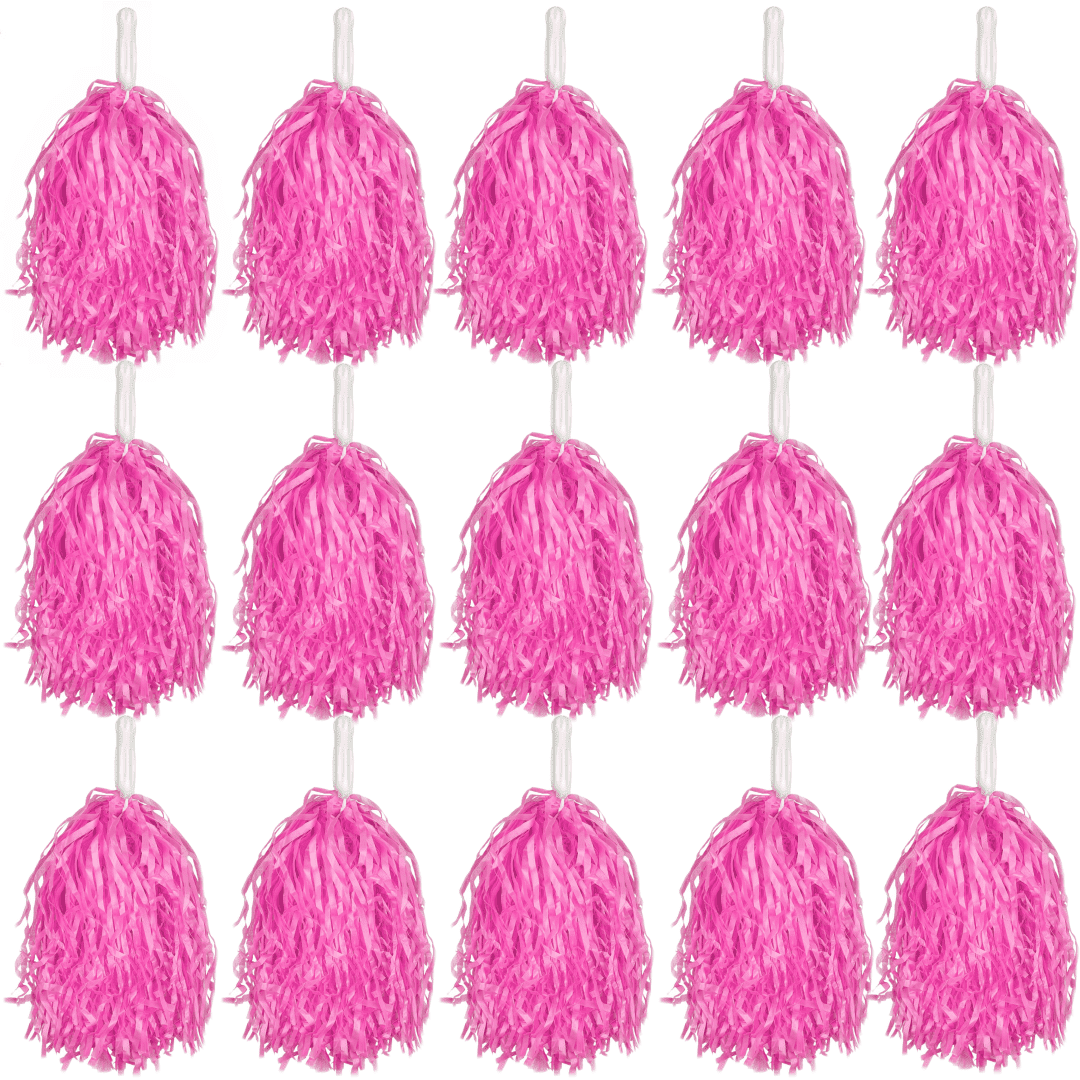 15Pcs Cheerleading Pom Poms, Plastic Pompoms with Handles Cheer Squad ...