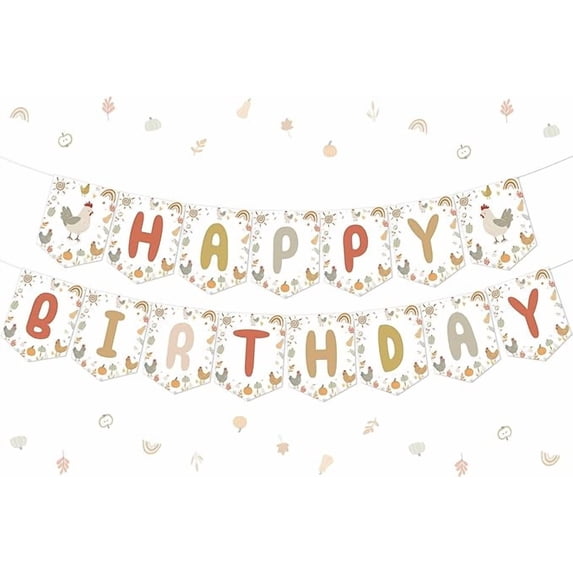 15Pcs Chicken Birthday Banner Little Chick Birthday Decorations Cute ...