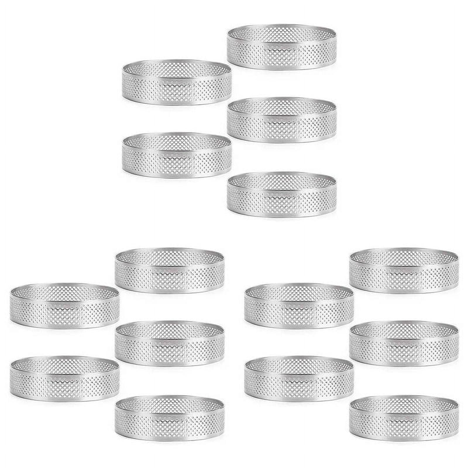 15Pcs Circular Tart Rings with Holes Stainless Steel Fruit Pie Quiches ...