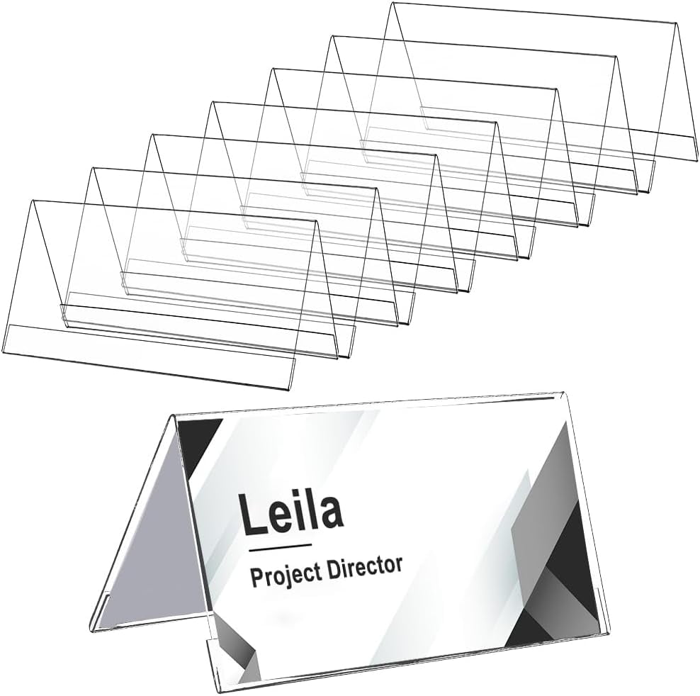 15Pcs Clear Acrylic Name Tent Holders 7.87" x 3.74" Name Plate Table ...