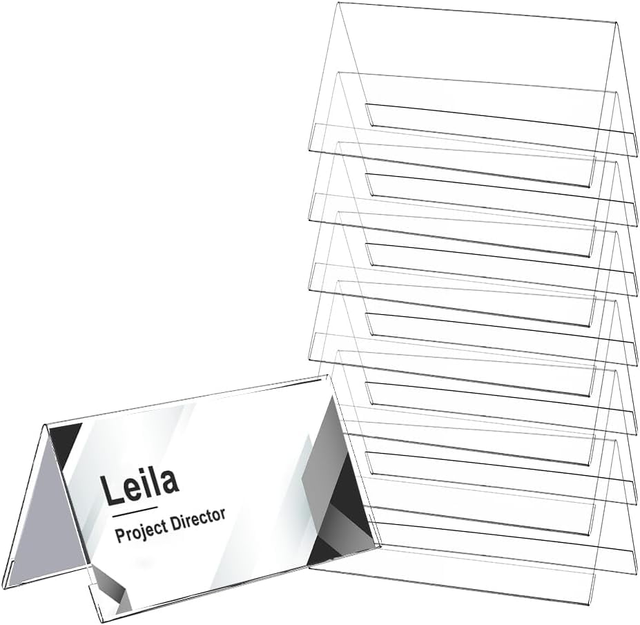 15Pcs Clear Acrylic Name Tent Holders 7.87" x 3.74" Name Plate Table ...
