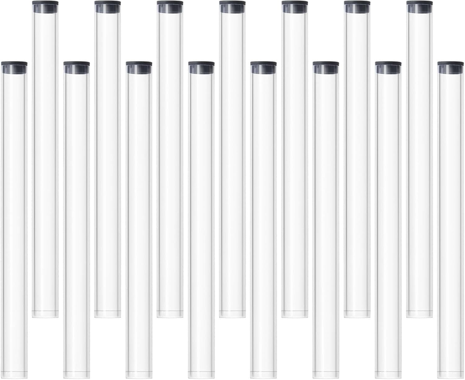 15Pcs Clear Tube Acrylic Incense Storage Tube with Black lid for ...