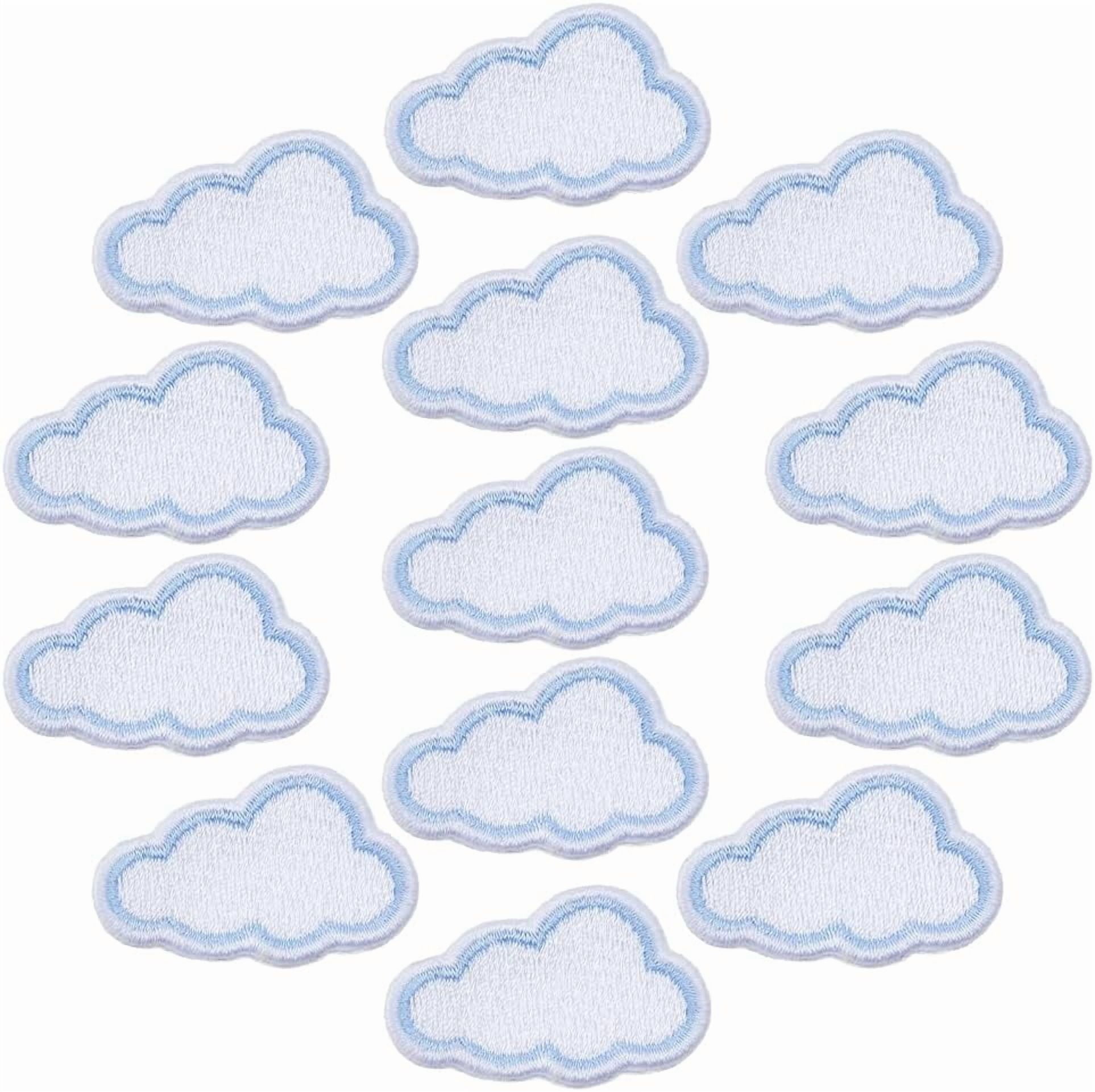 15Pcs Cloud Patches White Blue Iron on Patches Cute Cloud Embroidered ...