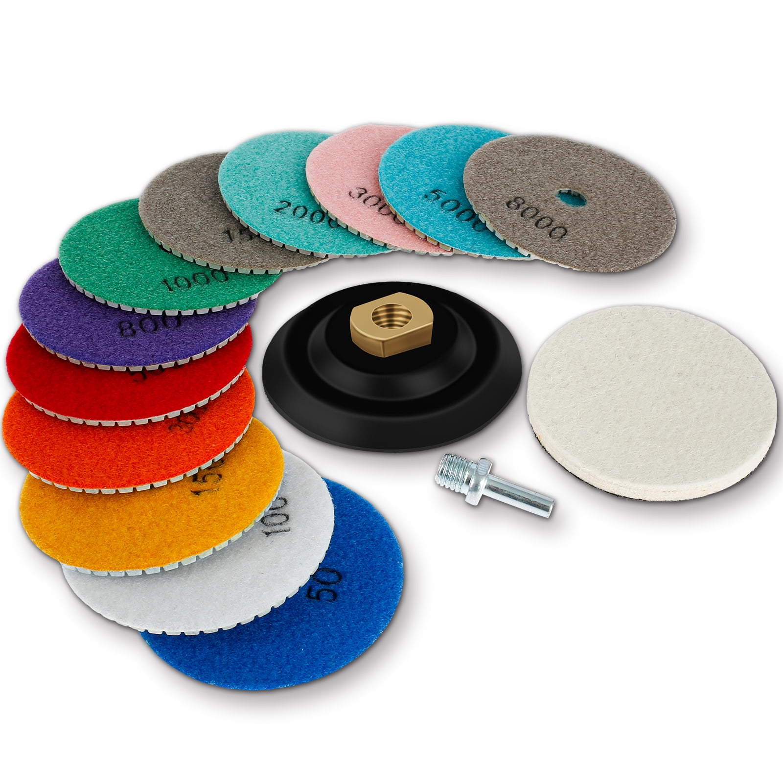 15Pcs Diamond Polishing Pads 4 inch 100mm Wet/Dry Polishing Pads 50 ...