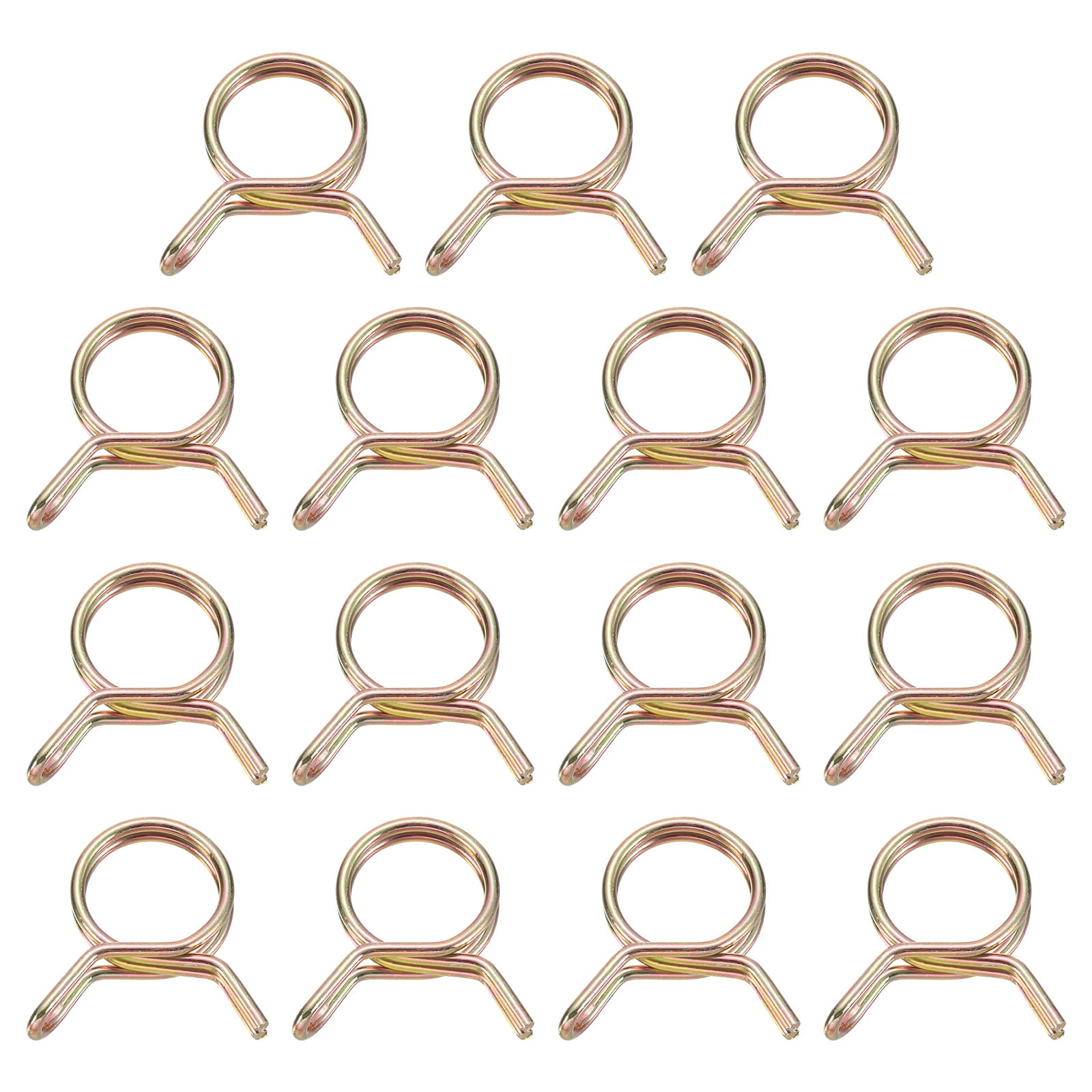 15Pcs Double Wire Spring Hose Clamps, 16mm Tube Clips, Color Zinc ...