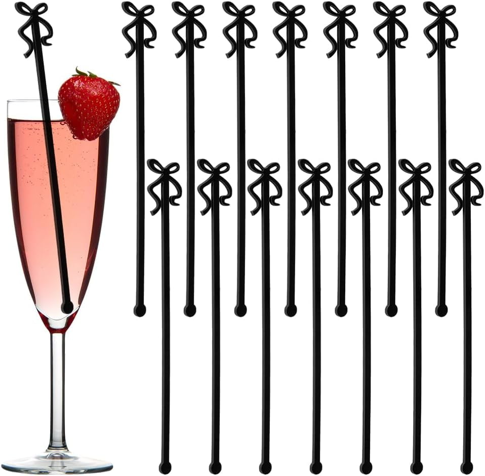 15Pcs Drink Stirrers 5.9" Acrylic Cocktail Stirrers Black Swizzle ...