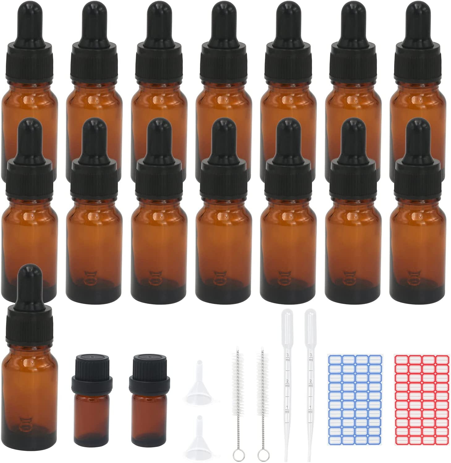 15Pcs Dropper Bottle,10ml Amber Glass Bottles with Glass Eye Droppers ...