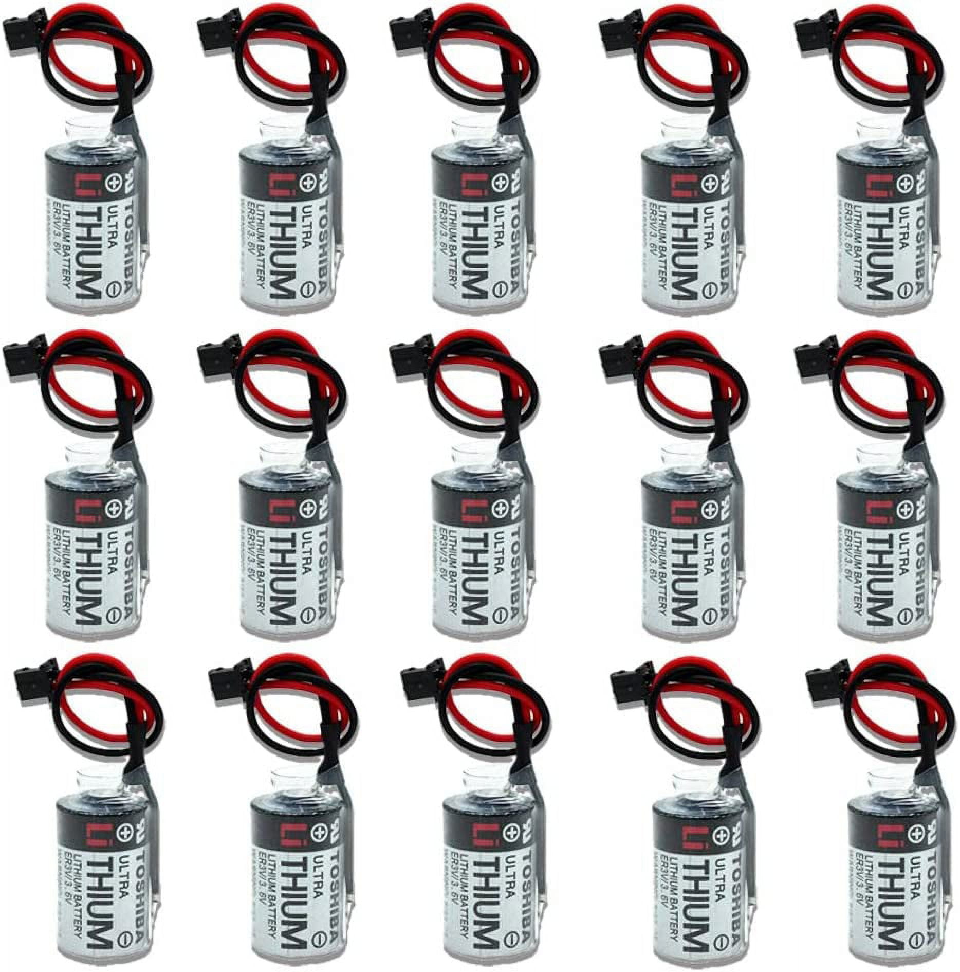 15Pcs ER3V 3.6V 1000mAh PLC Lithium Battery, Black Connector ...
