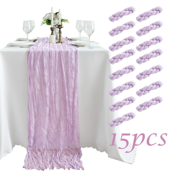 15Pcs Elegant Balinese Pleated Table Runners, Solid Color Cheesecloth ...